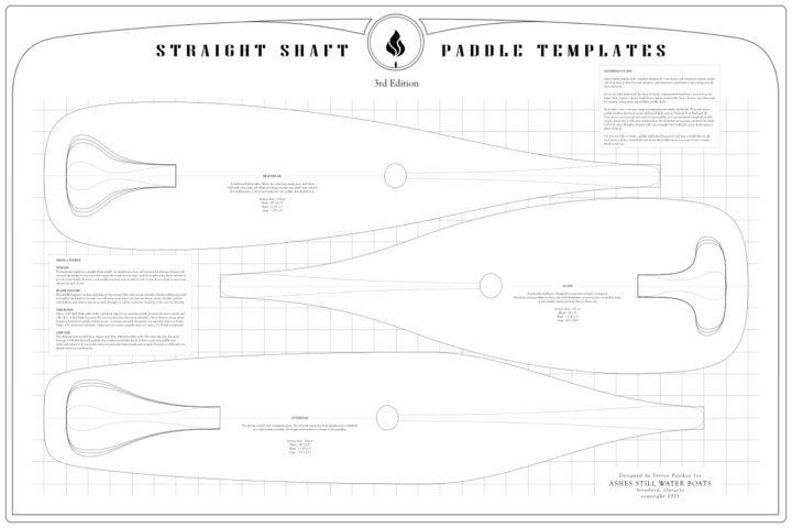 Straight Shaft Paddle Templates - Ashes Still Water Boats